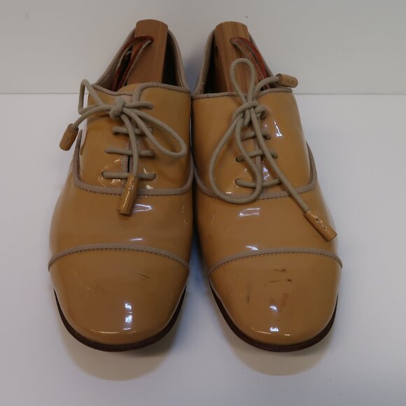 Tory Burch | Shoes | Tory Burch Cream Colored Lace Up Patent Leather ...